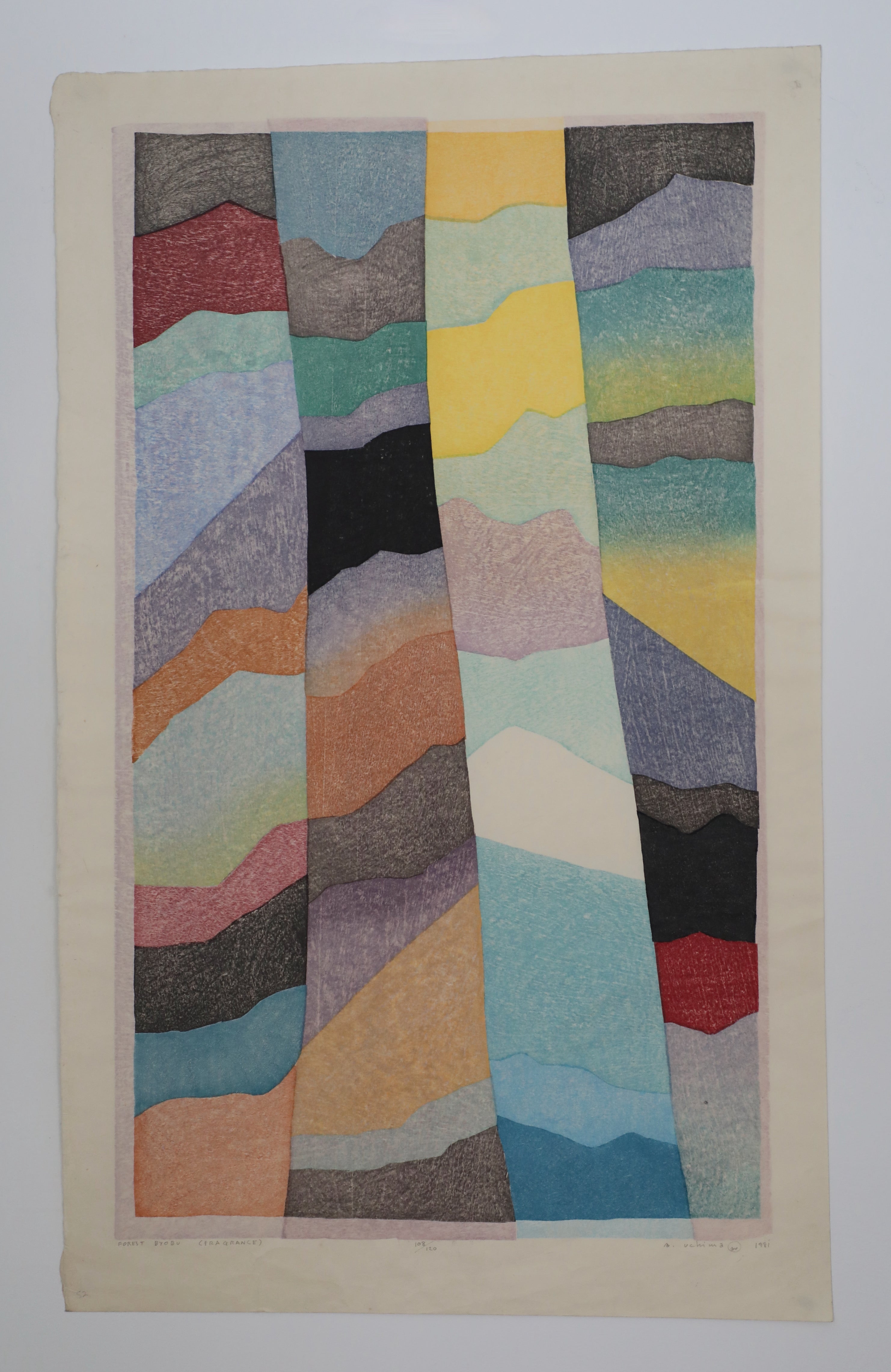 Ansei Uchima, Abstract Woodblock Print (1981) – Tableau Art and Objects