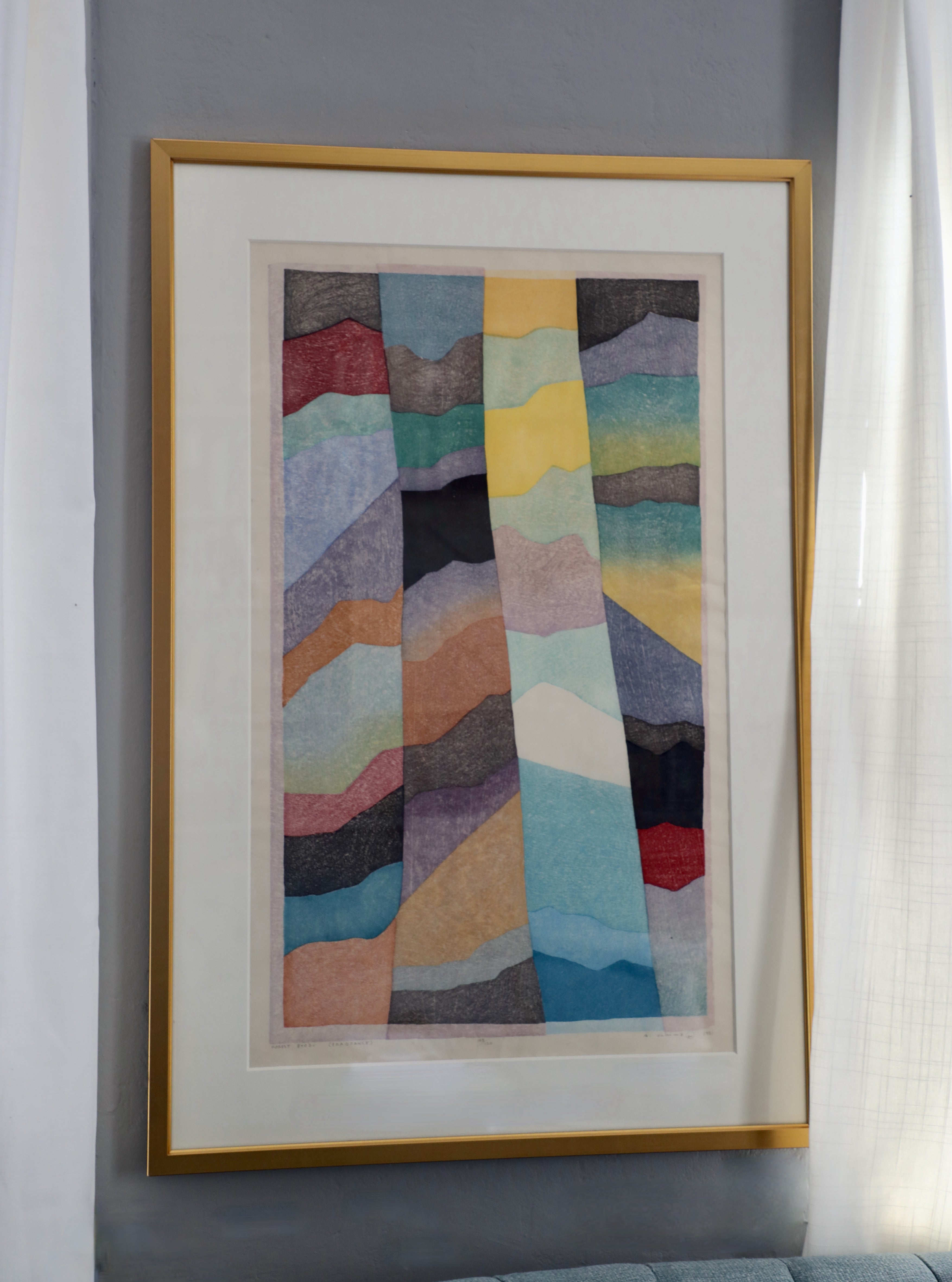 Ansei Uchima, Abstract Woodblock Print (1981) – Tableau Art and Objects